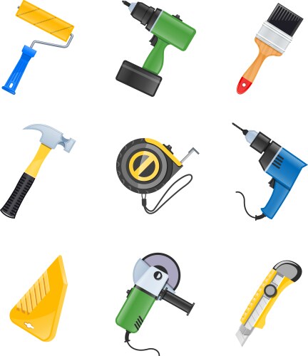 Building tool icon set Royalty Free Vector Image