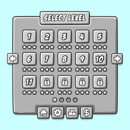 Level selection game menu ice style Royalty Free Vector