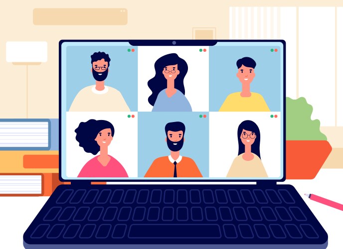 Incoming video call on laptop Royalty Free Vector Image