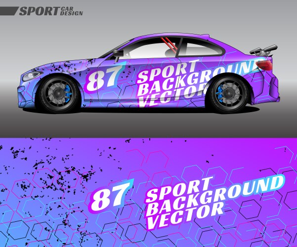 Racing car wrap purple design custom livery Vector Image