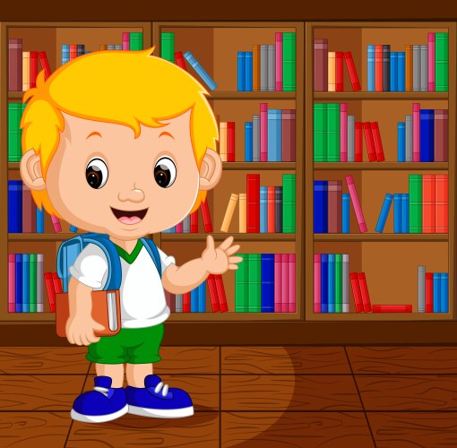 A boy at library Royalty Free Vector Image - VectorStock