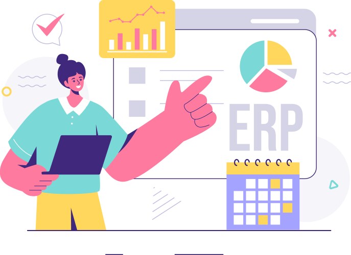 Erp enterprise resource planning system Royalty Free Vector