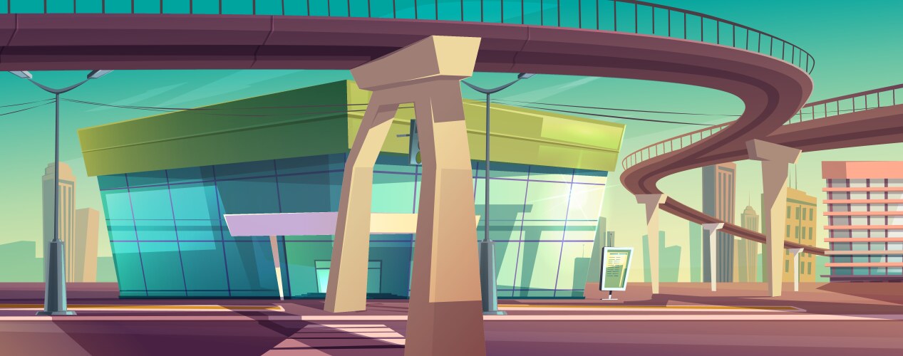 Highway flyover in modern city Royalty Free Vector Image