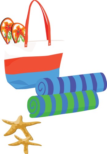 Cartoon beach bag with umbrella Royalty Free Vector Image