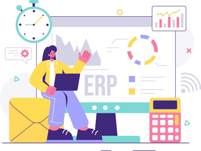 Erp enterprise resource planning system Royalty Free Vector