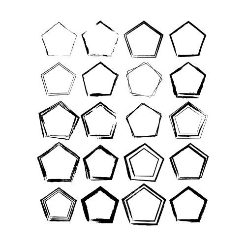 Pentagon grunge texture element frame border Vector Image