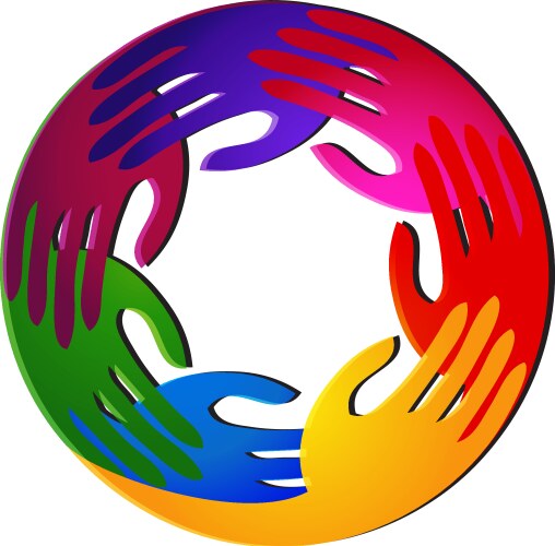 Teamwork group people working together logo Vector Image