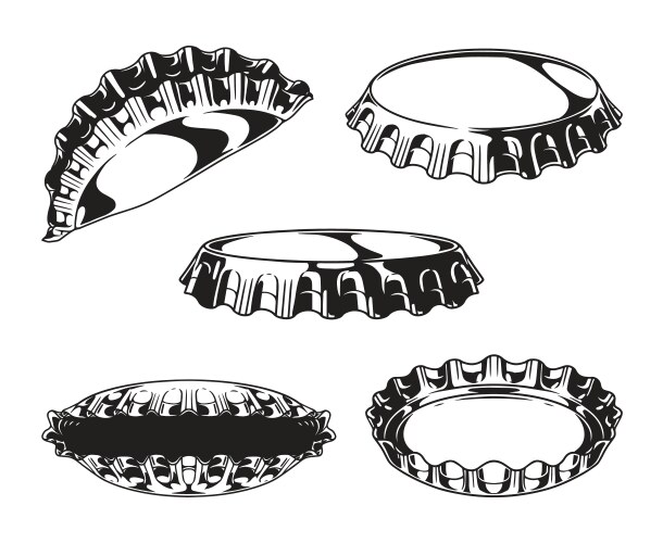 Bottle caps set stickers monochrome Royalty Free Vector