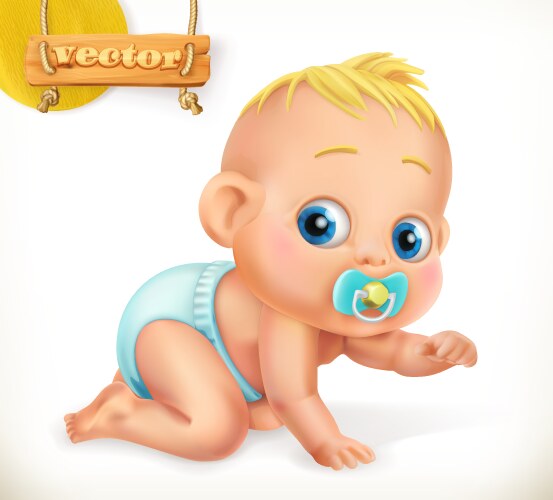 Cute kid baby 3d icon Royalty Free Vector Image