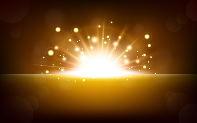 Gold rays rising from horizon Royalty Free Vector Image