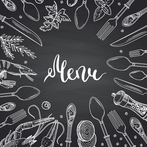 Seafood chalkboard menu template Royalty Free Vector Image