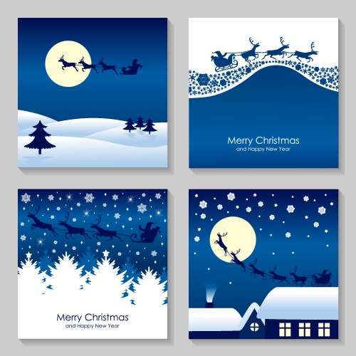 Santa sleigh with elf christmas tree and gifts Vector Image