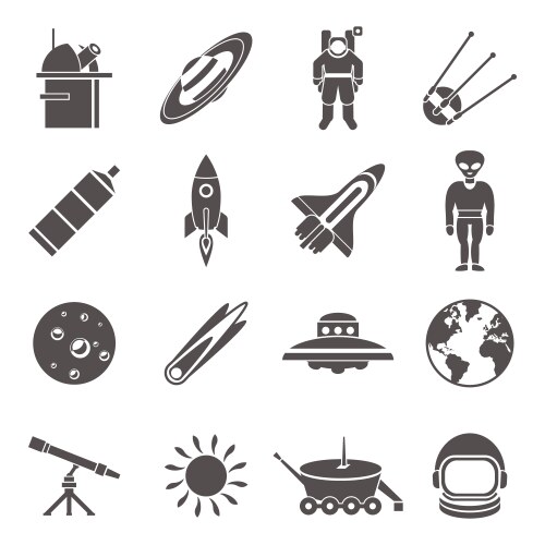 Space and ufo icons set Royalty Free Vector Image
