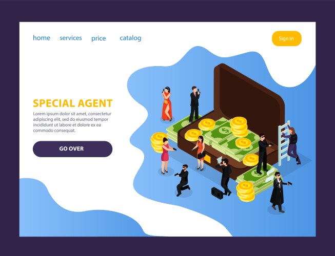 Detective banners spy characters templates Vector Image