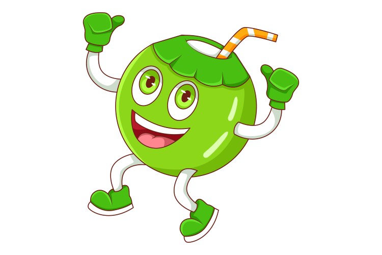 Cute coconut character design Royalty Free Vector Image