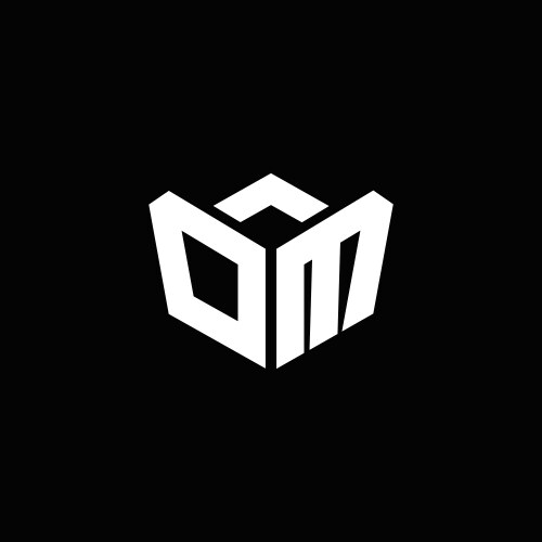 Dm monogram logo circle ribbon style outline Vector Image