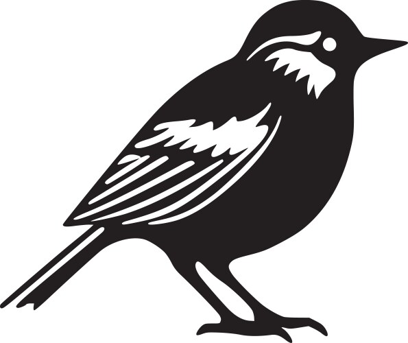 Robin bird - black and white isolated icon Vector Image