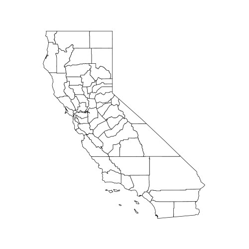 Administrative map of california ca Royalty Free Vector