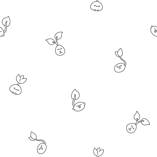 Cute kawaii seed with roots seamless pattern Vector Image