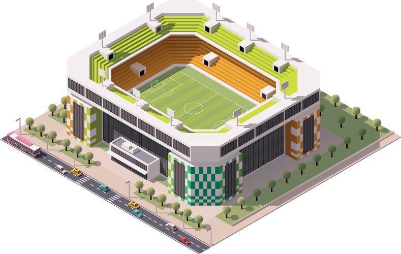 Soccer stadium building with ticket office Vector Image