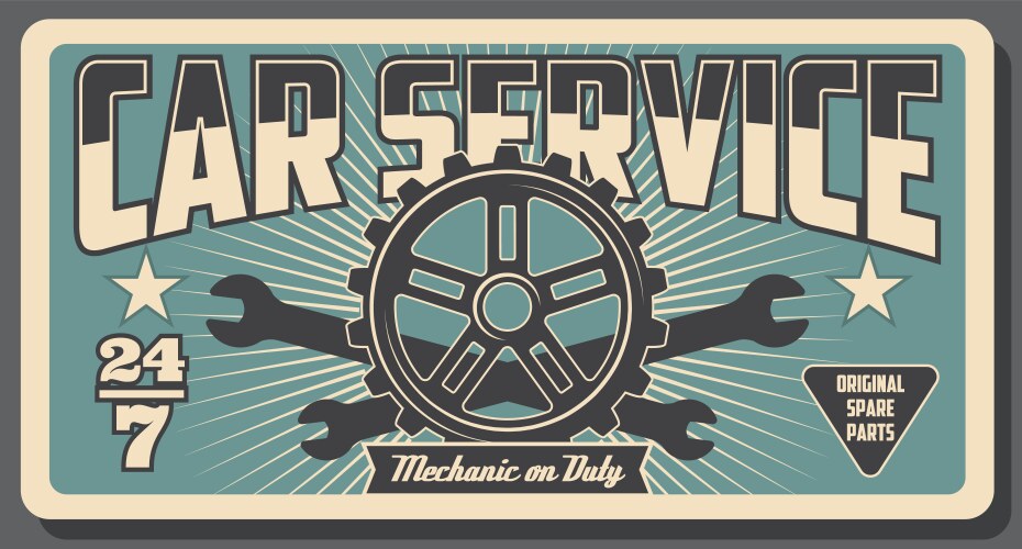 Car service vintage sign Royalty Free Vector Image