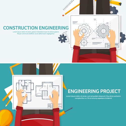 Architecture engineering banner design Royalty Free Vector
