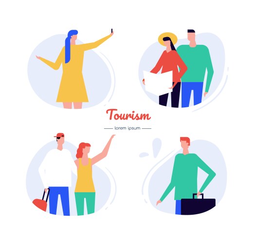 Tourism tourist icons set Royalty Free Vector Image