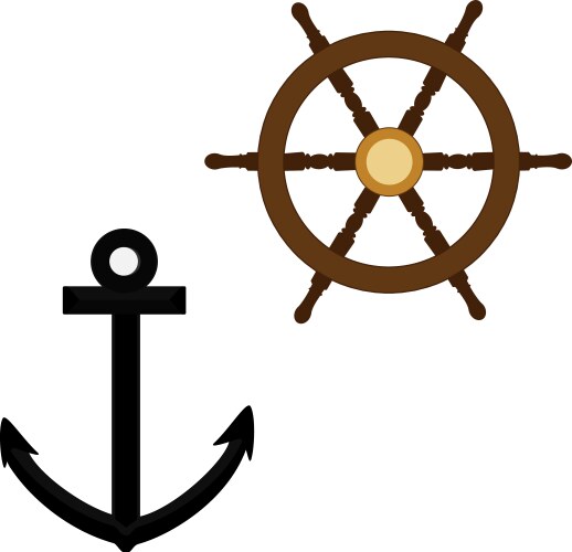 Anchor and wheel emblem sign symbol Royalty Free Vector