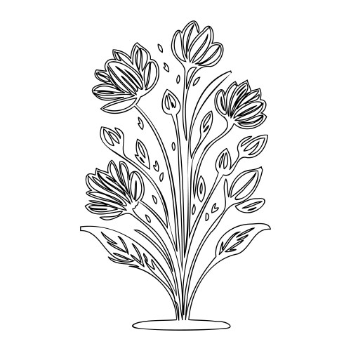Bouquet flower outline sketch Royalty Free Vector Image