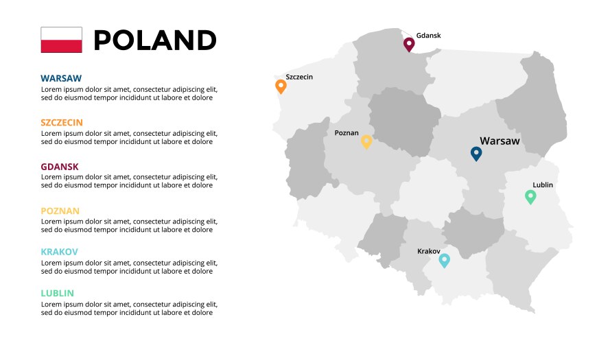 Detailed map of the poland Royalty Free Vector Image