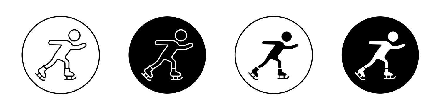 Skating icon set roller skate symbol in black Vector Image