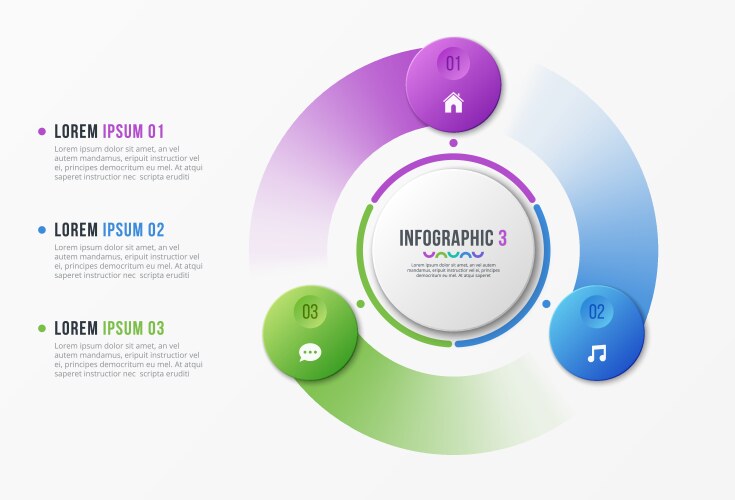Circle chart template with 3 options Royalty Free Vector
