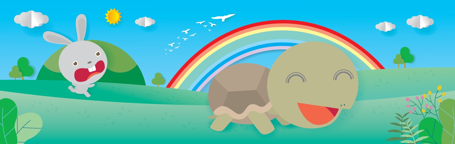 Rabbit wins the turtle in race design Royalty Free Vector