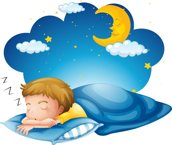 Boy sleeping at night Royalty Free Vector Image