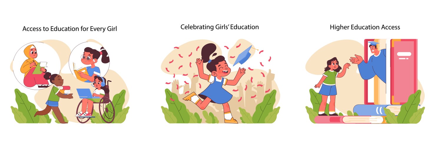 Celebrating girls education concept flat Vector Image