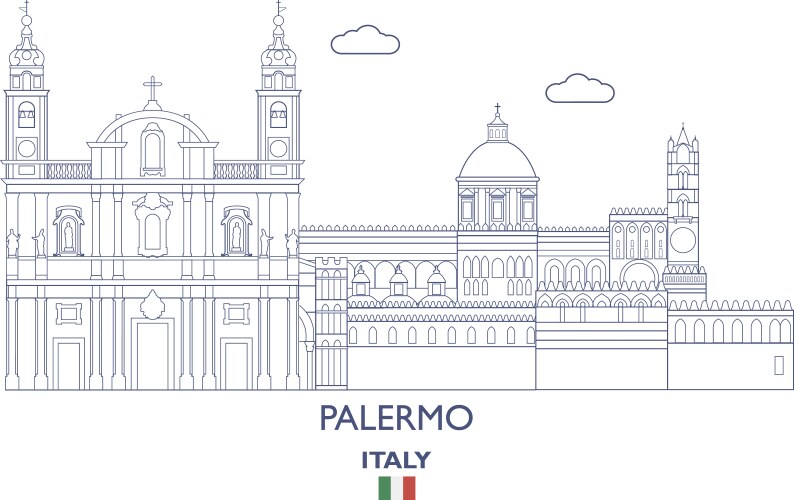 Palermo italy city skyline silhouette hand drawn Vector Image