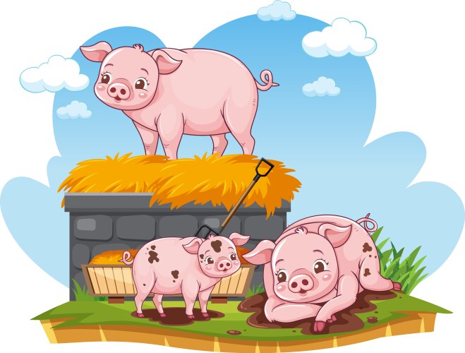 Set of cute cartoon pigs Royalty Free Vector Image
