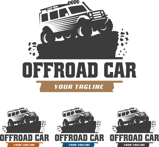 Offroad suv car monochrome template for labels Vector Image