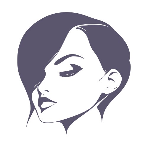 Young woman face half turn view in low key style Vector Image