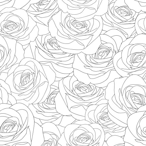 Beautiful seamless pattern with outline roses Vector Image