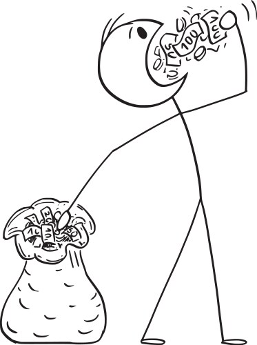 Cartoon of statue egoist selfish man standing Vector Image