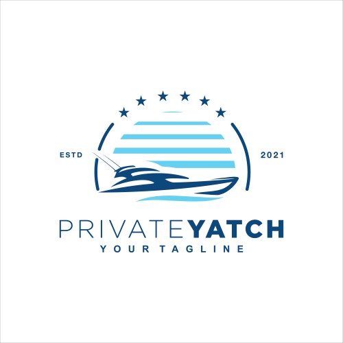 Catamaran yacht logo design template Royalty Free Vector