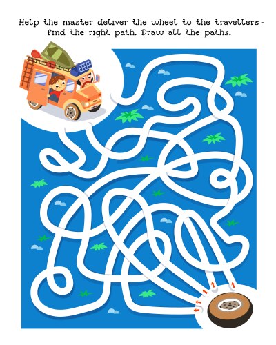 Maze and one answer activity for children Vector Image