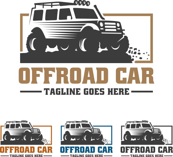 Offroad suv car monochrome template for labels Vector Image