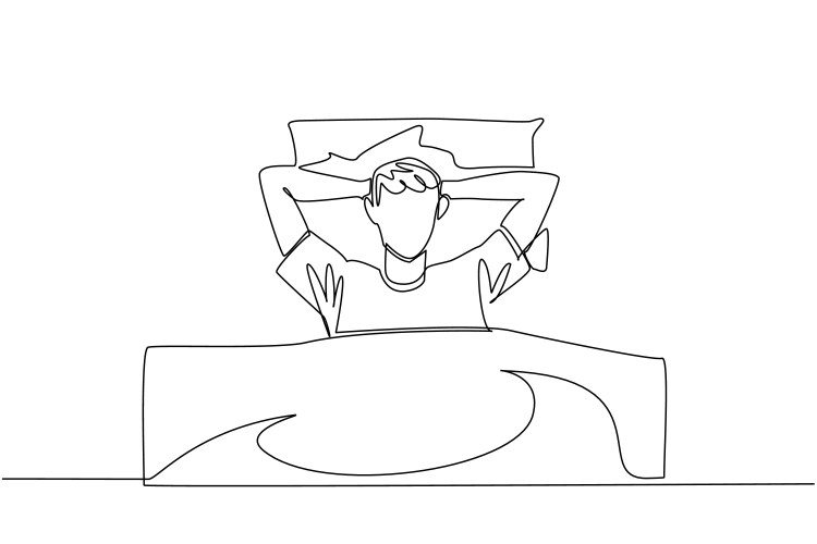 Single continuous line drawing man sleeping Vector Image