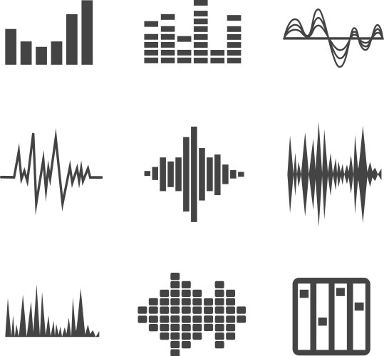 Waveform shape soundwave audio wave graph set Vector Image