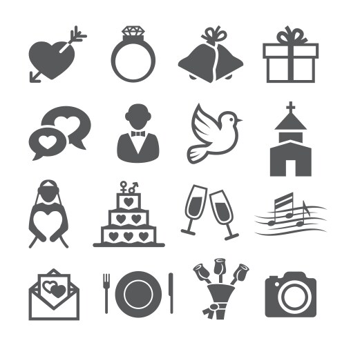 Wedding icons set Royalty Free Vector Image - VectorStock