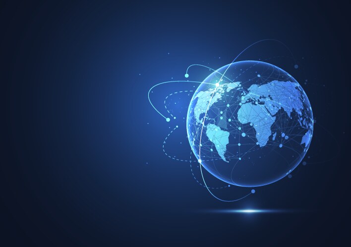 Global network connection world map point Vector Image