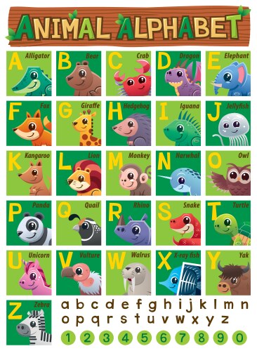 Animals alphabet Royalty Free Vector Image - VectorStock