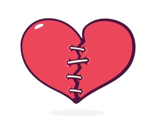 Sad broken heart cartoon Royalty Free Vector Image
